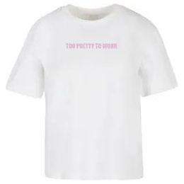 T-Shirt MISS TEE "Miss Tee Too Pretty Tee", Damen, Gr. S, wei&szlig;, 100% Baumwolle, bedruckt, oversize, Rundhals, Shirts T-Shirt
