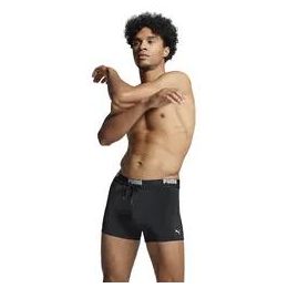 Badehose Puma "Puma SWIM MEN LOGO TRUNKS", Herren, Gr. L, N-Gr, schwarz, Web, Obermaterial: 80% Polyamid, 20% Elasthan, Badehosen Badehose, elastischer Logobund mit integriertem Kordelzug