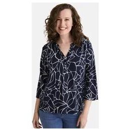 3/4-Arm-Shirt STOOKER WOMEN "MARIE Print Shirt Bluse 3/4-Arm", Damen, Gr. 40/42, blau abstract aop, Jersey, 100% Baumwolle, regular fit, V-Ausschnitt, Shirts 3/4-Arm-Shirt, Regular Fit Shirt Bluse Baumwolle Shirt Knopfleiste f&uuml;r Damen