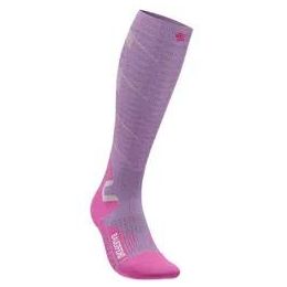 Sportsocken Bauerfeind "SKI TOURING COMPRESSION SOCKS", Herren, Gr. 43-46, lila, s, Obermaterial: 57% Polyamid, 38% Wolle, 5% Elasthan, Socken Sportsocken, mit Bel&uuml;ftungszonen, mit Zonenkompression