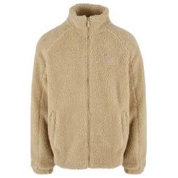 Allwetterjacke Karl Kani "Karl Kani Karl Kani Metal Signature Teddy Jacket", Herren, Gr. XL, sand, light sand, 100% Polyester, mehrfarbig, loose fit, amerikanischer Ausschnitt, Jacken