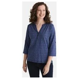 3/4-Arm-Shirt STOOKER WOMEN "MARIE Print Shirt Bluse 3/4-Arm", Damen, Gr. 36/38, blau graphic aop, Jersey, 100% Baumwolle, regular fit, V-Ausschnitt, Shirts 3/4-Arm-Shirt, Regular Fit Shirt Bluse Baumwolle Shirt Knopfleiste f&uuml;r Damen