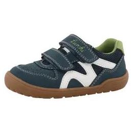 Barfu&szlig;schuh Lurchi "Jamin, Barefoot", Kinder, Gr. 35, blau, wei&szlig;, gr&uuml;n, Lederimitat, Textil, Veloursleder, Schuhe Barfu&szlig;schuh, Klettschuh, Freizeitschuh, Gr&ouml;&szlig;enschablone zum Download