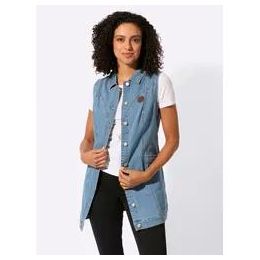 Jeansweste Casual Looks, Damen, Gr. 48, blau, bleached, 81% Baumwolle, 17% Polyester, 2% Elasthan, unifarben, Westen