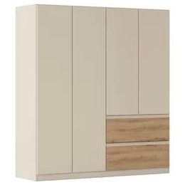 Dreht&uuml;renschrank Rauch "Kleiderschrank Schrank Garderobe COSTA in den Breiten 91/136/181 cm", beige (champagner), eiche artisan, eingriffe beige (champagner), B:181cm H:197cm T:54cm, Holzwerkstoff, Schr&auml;nke, Dreht&uuml;renschrank, viel Platz, grifflose Front und Push-to-Open Funktion MADE IN GERMANY