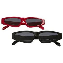 Sonnenbrille Urban Classics "Urban Classics Unisex Sunglasses Lefkada 2-Pack", Damen, schwarz, schwarz, rot, schwarz, Sonnenbrillen Sonnenbrille