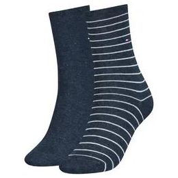Socken Tommy Hilfiger "TH WOMEN SOCK 2P SMALL STRIPE", Damen, Gr. 35-38, jeans, Baumwollmischung, normal, Socken Socken, mit schmalem Rippenb&uuml;ndchen, meliert, gestreift