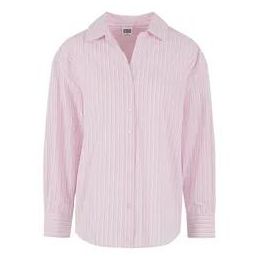 Klassische Bluse Urban Classics "Urban Classics Ladies Oversized Striped Blouse", Damen, Gr. XS, softpink, wei&szlig;, 69% Baumwolle, 29% Polyester, 2% Elasthan, Blusen