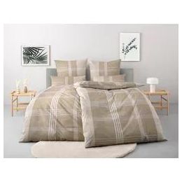 Bettw&auml;sche Tom Tailor HOME "Ole", taupe, B/L: 200cm x 200cm, 1 Stk., 2 Stk., Renforc&eacute;, B/L: 80cm x 80cm, 3 Stk., Renforc&eacute;, Obermaterial: 100% Baumwolle, Bettw&auml;sche, Bettw&auml;sche, karierte Bettw&auml;sche aus Baumwolle, mit Rei&szlig;verschluss