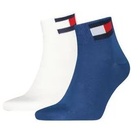 Kurzsocken Tommy Hilfiger "TH UNI TJ QUARTER 2P FLAG", Herren, Gr. 35-38, blau, Baumwollmischung, Socken, Verst&auml;rkte Ferse und Spitze f&uuml;r zus&auml;tzliche Strapazierf&auml;higkeit