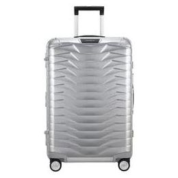 Hartschalen-Trolley Samsonite "PROXIS ALU, verschiedene Gr&ouml;&szlig;en", Gr. B/H/T: 47cm x 69cm x 28cm 71 l, silber (aluminium), Aluminium, unifarben, Koffer, aus Aluminium, mit Kreuzspanngurt, mit integriertem Namensschild
