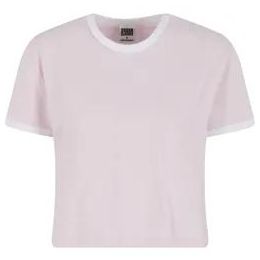 T-Shirt Urban Classics "Urban Classics Ladies Contrast Retro T-Shirt", Damen, Gr. 4XL, blushedrose, wei&szlig;, 95% Baumwolle, 5% Elasthan, unifarben, loose fit, Rundhals, Shirts T-Shirt