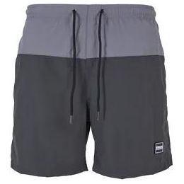 Badeshorts Urban Classics "Urban Classics Herren Block Swim Shorts", Gr. L, US-Gr&ouml;&szlig;en, schwarzbird, asphalt, 100% Polyamid, Badehosen Badeshorts