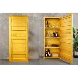 Riess Ambiente Design Aktenschrank GLOBETROTTER 180cm gold Eisen Container Upcycling Highboard Riess-Ambiente