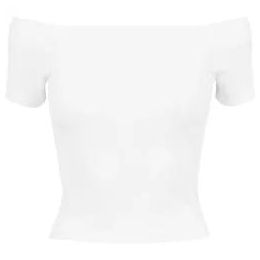 T-Shirt Urban Classics "Urban Classics Damen Ladies Off Shoulder Rib Tee", Damen, Gr. XL, wei&szlig;, 97% Baumwolle, 3% Elasthan, unifarben, slim fit, Carmenausschnitt, Shirts T-Shirt