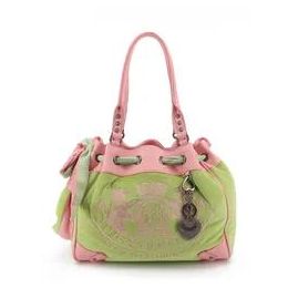 Tragetasche Juicy Couture "DAYDREAMER CLASSIC CREST LARGE DOUBLE HANDLE BAG.. Damen", Damen, Gr. B/H/T: 13cm x 29cm onesize, pistachio gr&uuml;n, Baumwolle, Polyurethan, Taschen, Tragetasche Damen, Shopper, Einkaufstasche, Fashion, Lifestyle, Sale