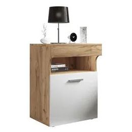 Nachttisch Vcm "Holz Nachttisch Nachtschrank Schublade Slepal M", wei&szlig; (honig, eiche, wei&szlig;), B:45cm T:39cm, Sideboards, Nachttisch