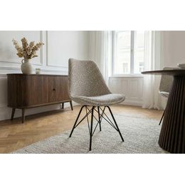 Riess Ambiente Design Stuhl SCANDINAVIA MEISTERST&Uuml;CK beige grau Chenille schwarz Metallgestell Polsterstuhl Riess-Ambiente Esszimmerstuhl K&uuml;chenstuhl Modern Retro...