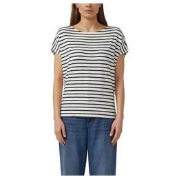 Kurzarmshirt s.Oliver, Damen, Gr. 44, sanftes wei&szlig; stripe, Jersey, Obermaterial: 95% Viskose, 5% Elasthan, gestreift, normal h&uuml;ftbedeckend, Rundhals, abgesteppte Kante, Shirts, Sommershirt mit grafischem Muster