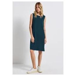 Sommerkleid Street One, Damen, Gr. 42, EURO-Gr&ouml;&szlig;en, blau (tide blau), Stoff, 95% Viskose, 5% Elasthan, unifarben, normal knieumspielend, Rundhals, abgesteppt, Kleider Sommerkleid, aus Viskose