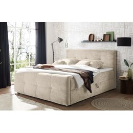 Riess Ambiente Boxspringbett TOULOUSE 160x200cm beige Microfaser inkl. Matratze Topper Stauraum Riess-Ambiente Modern Skandinavisch