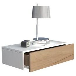 Nachttisch Vcm "Holz Wandschublade Wand H&auml;nge Nachttisch Usal M60", braun (wei&szlig;, honig, eiche), B:60cm T:30cm, Sideboards, Nachttisch