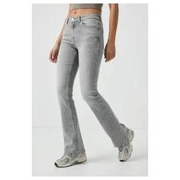 Bootcut-Jeans Only "ONLBLUSH MID WAIST FLARED DNM REA1099", Damen, Gr. XL, L&auml;nge 32, light grau denim detail:destroy, Denim/Jeans, Obermaterial: 92% Baumwolle, 6% Elastomultiester, 2% Elasthan, ausgestellt lang, Jeans, mit dezentem Used-Look