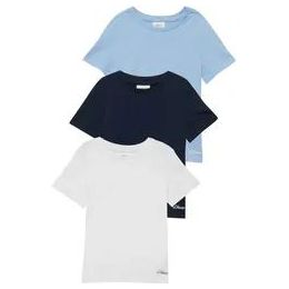 T-Shirt s.Oliver JUNIOR, M&auml;dchen, Gr. 104/110, wei&szlig;, blau, navy, Jersey, Obermaterial: 100% Baumwolle, unifarben, regular fit normal, Rundhals, gerader Abschluss, Shirts T-Shirt, mit Rundhalsausschnitt
