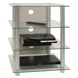 Wohnzimmertisch Vcm "Hifi M&ouml;bel Rack Alu Glas Phono Mediaregal Blados", wei&szlig; (klarglas), B:59cm T:49cm, Sideboards, TV-Board