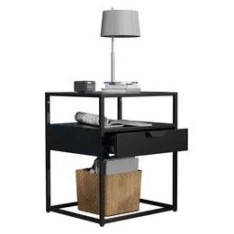 Nachttisch Vcm "Metall Nachttisch Beistelltisch Schublade Flokas M", schwarz, B:45cm T:40cm, Sideboards, Nachttisch