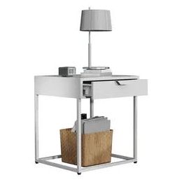 Nachttisch Vcm "Metall Nachttisch Beistelltisch Schublade Flokas S", wei&szlig;, B:43cm T:41cm, Sideboards, Nachttisch