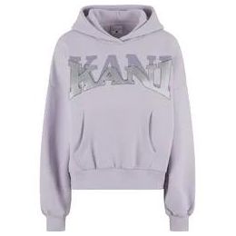 Kapuzensweatshirt Karl Kani "Karl Kani KK Woven Signature Glitter Os Hoodie", Damen, Gr. XXS, lila, 80% Baumwolle, 20% Polyester, bedruckt, Sweatshirts