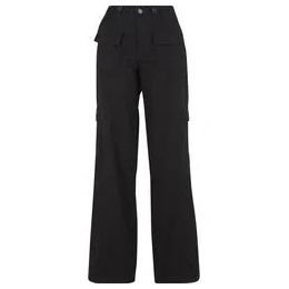 Cargohose Karl Kani "Karl Kani Karl Kani Signature Straight Leg Cargo Pants", Damen, Gr. XL, US-Gr&ouml;&szlig;en, schwarz, 98% Baumwolle, 2% Elasthan, loose fit, Hosen Cargohose
