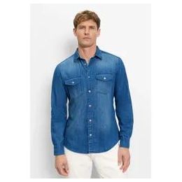 Langarmhemd OLYMP "OLYMP Casual, regular fit, Kent", Herren, Gr. L, Normaler Arm, n&uuml;rnberger blau, 100% Baumwolle, Hemden