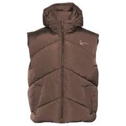 Steppweste Karl Kani "Karl Kani Unisex KM234-027-1 KK Chest Signature Puffer Vest", Herren, Gr. XXS, braun, 100% Polyester, Westen Steppweste