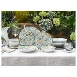 Teller-Set Creatable "Mosaik, Service 16-tlg.", bunt, 16, Steinzeug, Geschirr-Sets, Teller Set, Edles Tellerset, Vollfl&auml;chig dekorierte Teller und Farben
