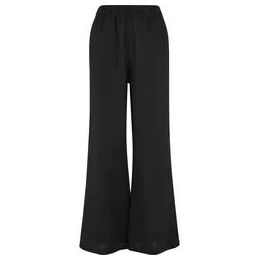 Stoffhose Urban Classics "Urban Classics Damen Ladies Linen Mixed Wide Pants", Damen, Gr. XS, US-Gr&ouml;&szlig;en, schwarz, 55% Leinen, 45% Baumwolle, unifarben, normal, Hosen Stoffhose