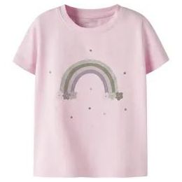 T-Shirt name it "NMFDOTTAS SS TOP", M&auml;dchen, Gr. 104, pirouette, Jersey, Obermaterial: 95% Baumwolle, 5% Elasthan, bedruckt, unifarben, normal normal, Rundhals, Shirts T-Shirt
