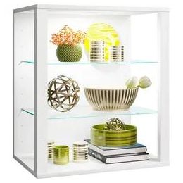 Wandregal Vcm "Holz Glas Stand Vitrine Sammelvitrine Glasol SW", wei&szlig;, B:52cm T:35cm, Regale, Wandregal
