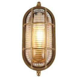 Searchlight Au&szlig;en-Wandleuchte "Bulkhead Round Outdoor Light - Solid Brass & Ribbed Glass", messing, 1, H: 23,5cm, 1 Stk., Leuchten