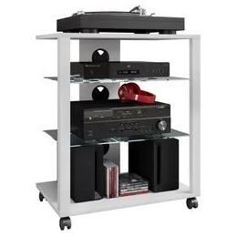 Wohnzimmertisch Vcm "Hifi M&ouml;bel Rack Glas Phono Mediaregal Folas Rollen", wei&szlig;, B:60cm T:41cm, Sideboards, TVRack