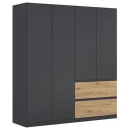 Dreht&uuml;renschrank Rauch "Kleiderschrank Schrank Garderobe COSTA in den Breiten 91/136/181 cm", graumetallic, eiche artisan, eingriffe graumetallic, B:181cm H:197cm T:54cm, Holzwerkstoff, Schr&auml;nke, Dreht&uuml;renschrank, viel Platz, grifflose Front und Push-to-Open Funktion MADE IN GERMANY
