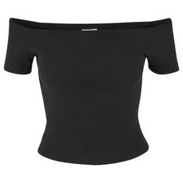 T-Shirt Urban Classics "Urban Classics Damen Ladies Organic Off Shoulder Rib Tee", Damen, Gr. 3XL, schwarz, 95% Baumwolle, 5% Elasthan, unifarben, slim fit, Carmenausschnitt, Shirts T-Shirt