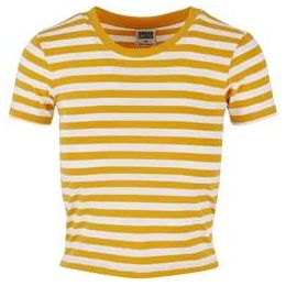 T-Shirt Urban Classics "Urban Classics Damen Ladies Short Striped Tee", Damen, Gr. 3XL, wei&szlig;, magicmango, 100% Baumwolle, gestreift, loose fit, Rundhals, Shirts T-Shirt