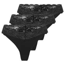 String Only "String ONLCHLOE LACE THONG 3er Pack", Damen, Gr. L, schwarz, Obermaterial: 75% Polyamid PA. 25% Elasthan EL., Unterhosen String