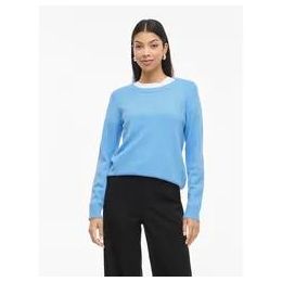 Rundhalspullover Vila "VIRIL O-NECK L/S KNIT TOP - NOOS", Damen, Gr. XL, all aboard detail:schwarz melange, Feinstrick, Obermaterial: 50% Viskose, 27% Nylon, 23% Polyester, meliert, regular fit normal, Rundhals, Rippb&uuml;ndchen, Pullover Rundhalspullover, Viskosemischung, regular fit