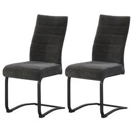 Esszimmerstuhl Home Affaire "PICTOU, 2er Set, mit Metallgestell in matt schwarz", schwarz matt, pulverbeschichtet, anthrazit, B:43cm H:98cm T:59cm, Metall, Polyester, St&uuml;hle, Esszimmerstuhl, in verschiedenen Farben, Belsatbarkeit pro Stuhl 120 kg, mit Armlehne