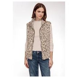 Fellweste STREET ONE STUDIO, Damen, Gr. 46, cashmere grau, Stoff, 100% Polyester, normal normal, hoch geschlossener Ausschnitt, Westen, mit Stehkragen