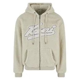 Sweatjacke Karl Kani "Karl Kani Herren KM223-001-2 Varsity OS Teddy Zip Hoodie cream", Herren, Gr. XL, cream, 65% Polyester, 35% Polyacryl, Sweatjacken Sweatjacke