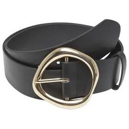 Synthetikg&uuml;rtel Urban Classics "Urban Classics Organic Buckle Shaped Synthetic Leather Belt", Damen, Gr. L/XL, schwarz, gold, 100% Polyurethan, G&uuml;rtel